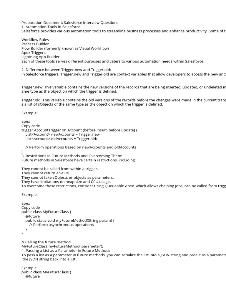 Preparation Document Salesforce Int Pdf Method Computer Programming Java Script