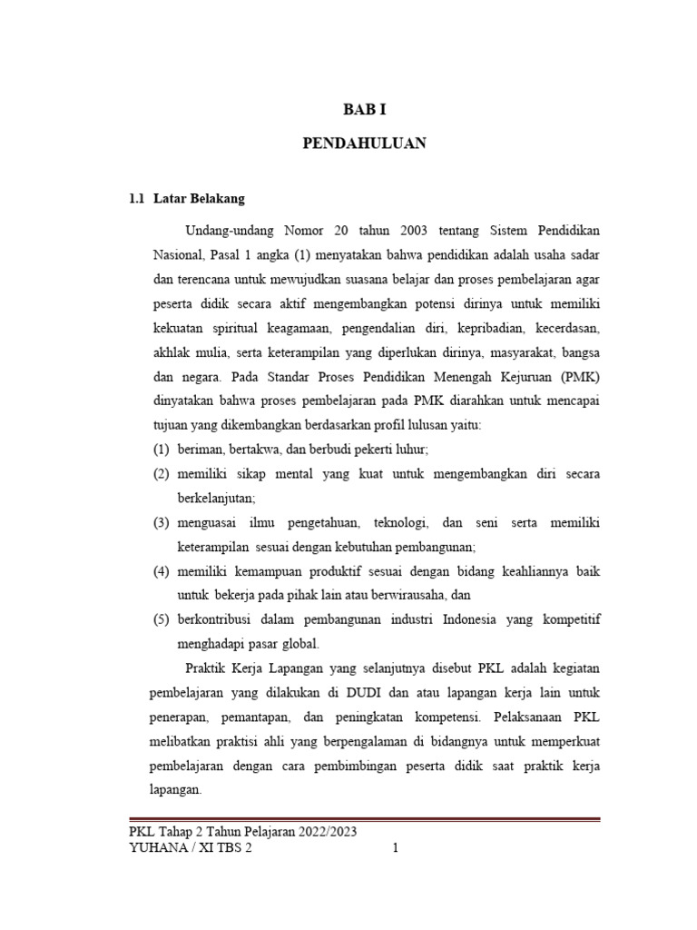 Contoh Laporan (Bab I, Ii, Iii, DP) | PDF | Bisnis