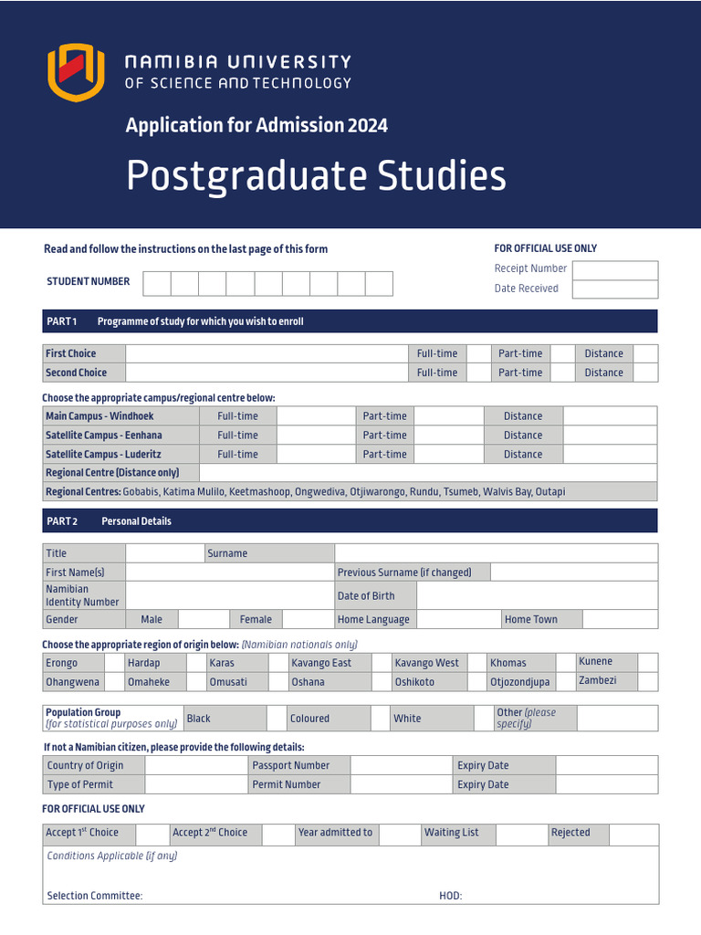 Postgraduate Application Form 2024 | PDF | Academic Degree | Master Of Business Administration