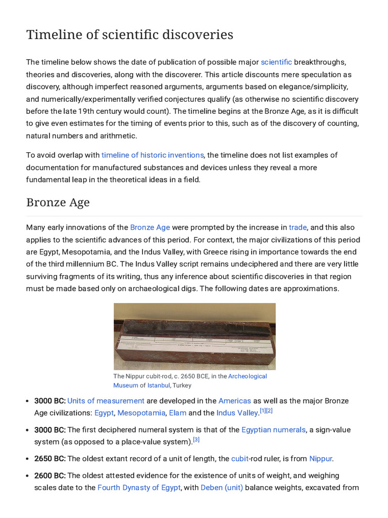 Timeline of Scientific Discoveries - Wikipedia | PDF | Numbers | Euclid