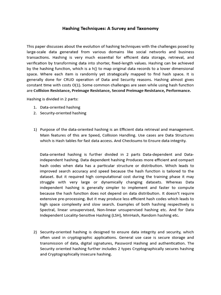 Hashing Techniques | PDF | Cryptography | Algorithms Hashing Techniques | PDF | Cryptography | Algorithms