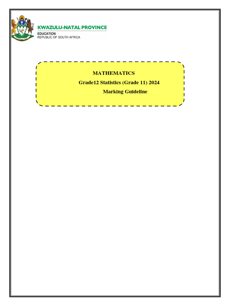 Grade 12 Statistics Marking Guide 2024 | PDF