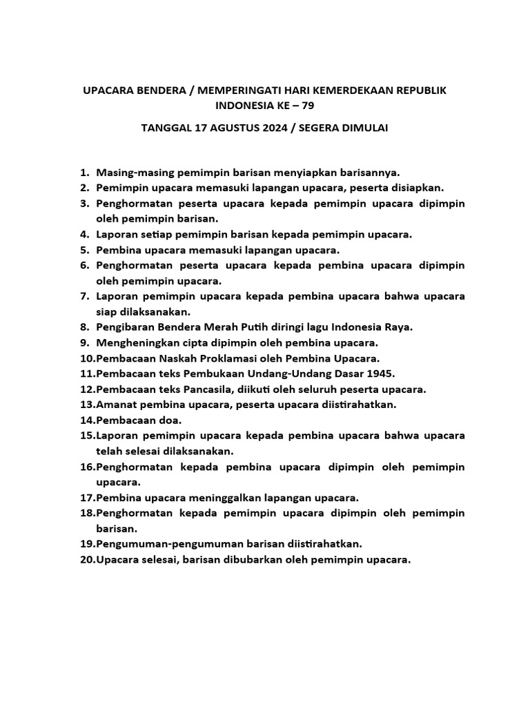 Protokol Upacara Bendera | PDF