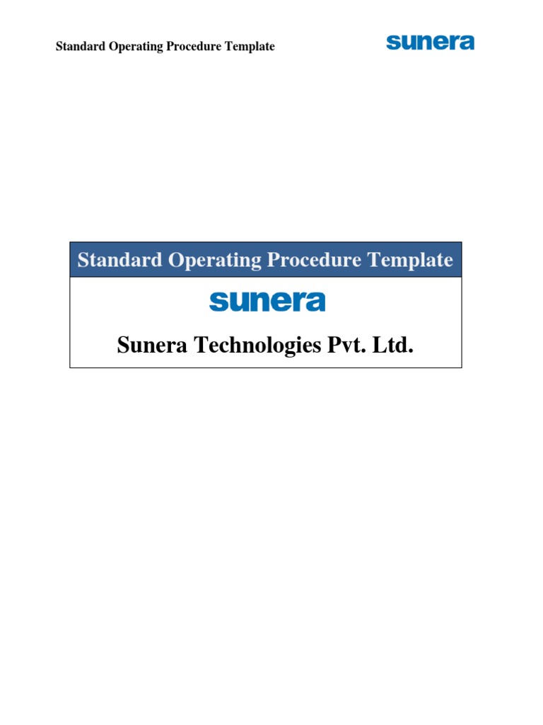 Sunera Technologies Pvt. LTD.: Standard Operating Procedure Template ...