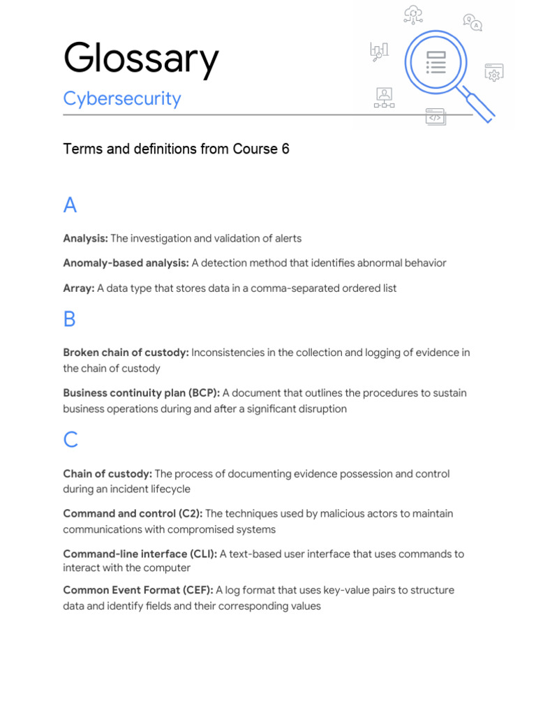 Tp2z0TASRQKHNTLMBs8kaQ Course 6 Glossary | PDF | Computer Network | Security