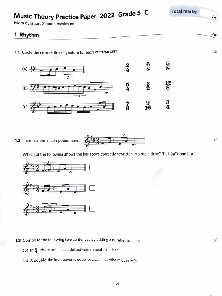 ABRSM Music Theory Practice Paper 2022 Grade 5 C | PDF | Interval ...
