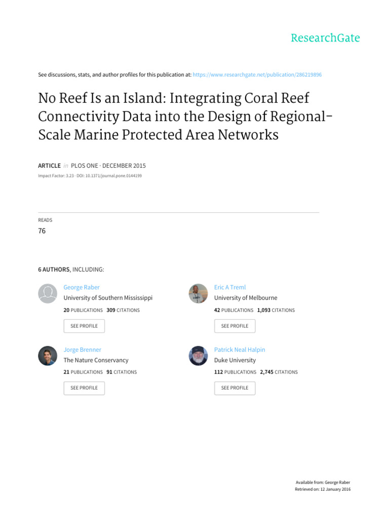 Schill Et Al. 2016. No Reef Is An Island Integrating Coral Reef ...