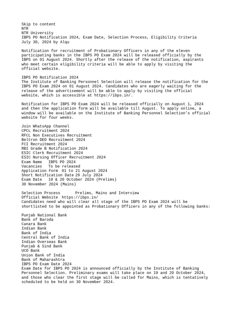 IBPS Notification 2024 | PDF | Recruitment | Credit Card