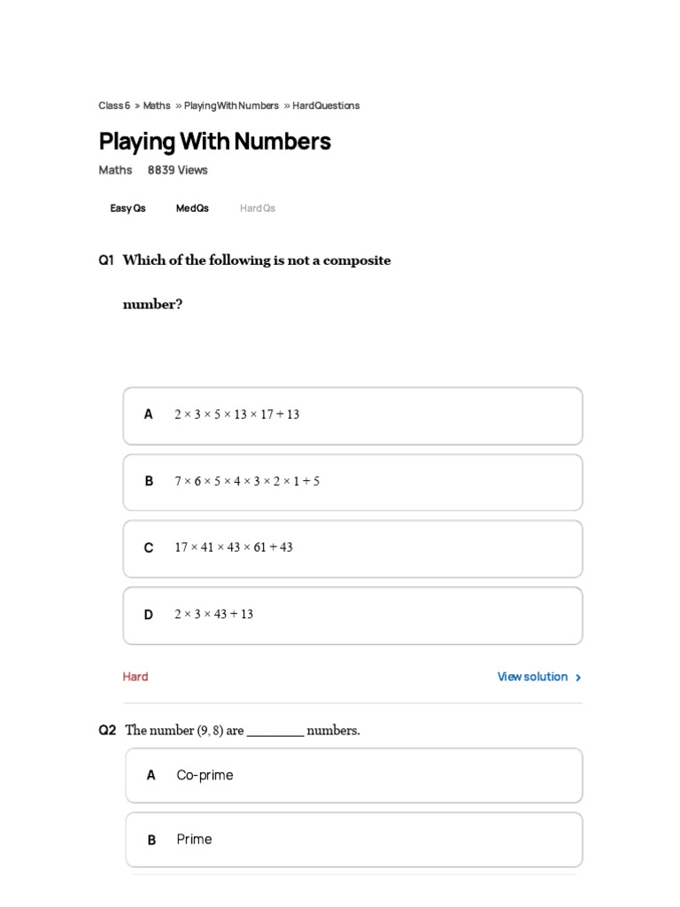 Playing With Numbers Questions - Class 6 Maths Important Questions Hard ...