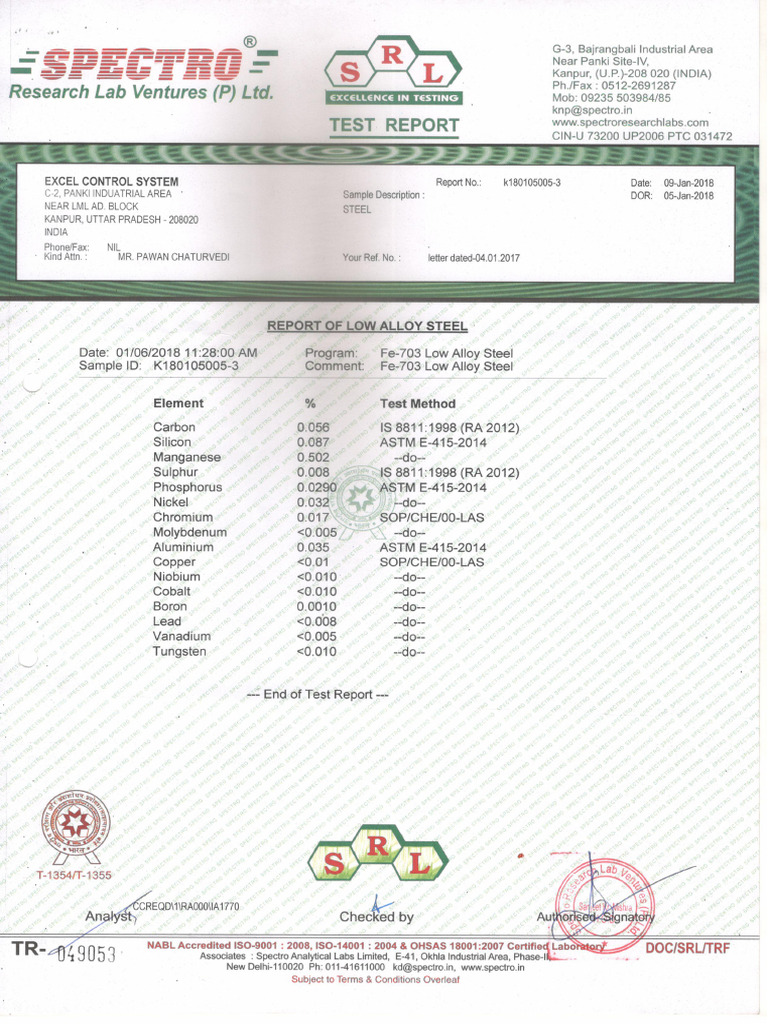 Steel Sheet Test Report | PDF
