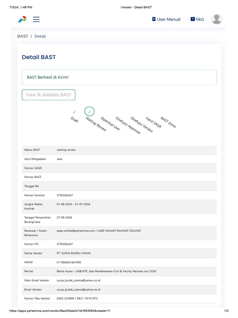 Ivendor - BAST AMC Period Juni 2024 | PDF