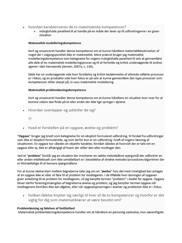 Hvordan Karakteriseres de To Matematiske Kompetencer | PDF