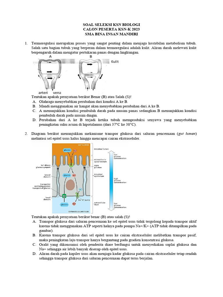Soal Seleksi KSN Biologi 2023 | PDF