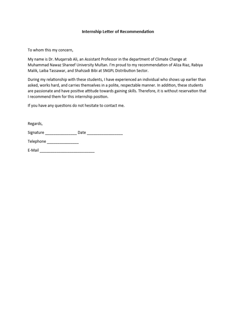 Internship Letter 2 | PDF