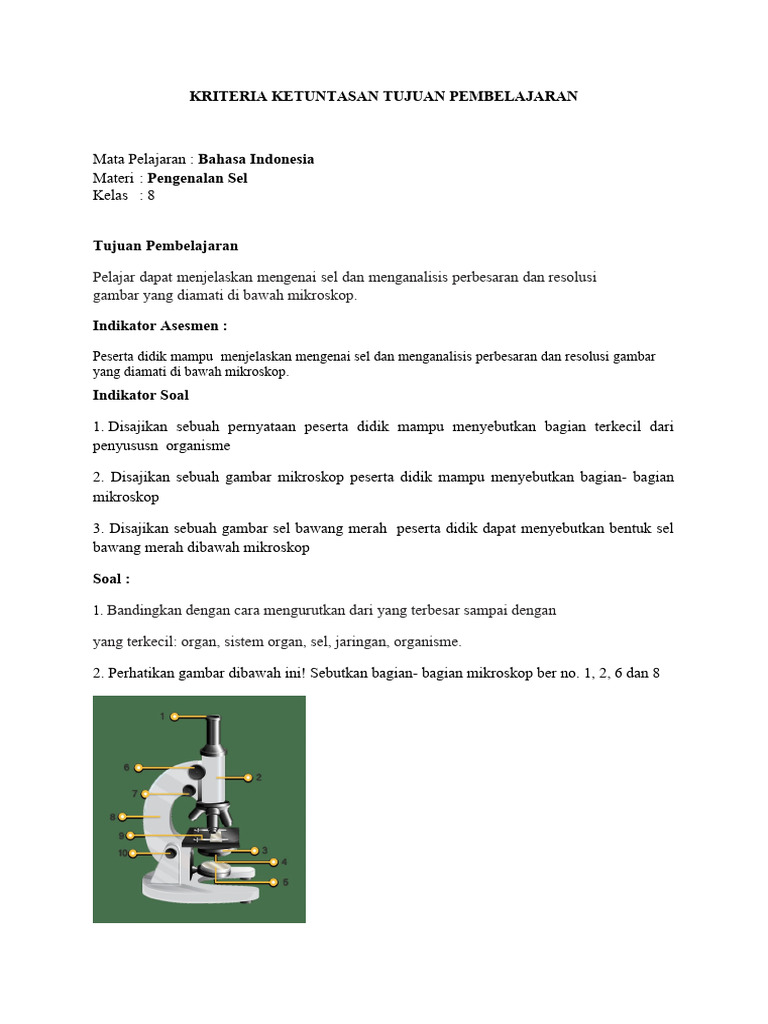 KKTP IPA - Kelas 8 - MATERI Pengenalan Sel | PDF
