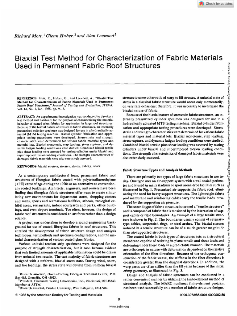Biaxial Test Method For Characterization of Fabric Materials Used in ...