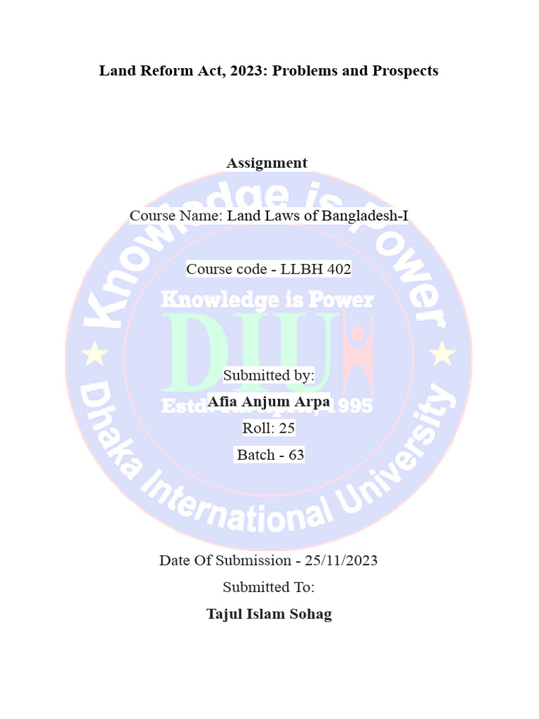 Land Reform Act 2023 - Problems and Prospects | PDF | Agriculture ...