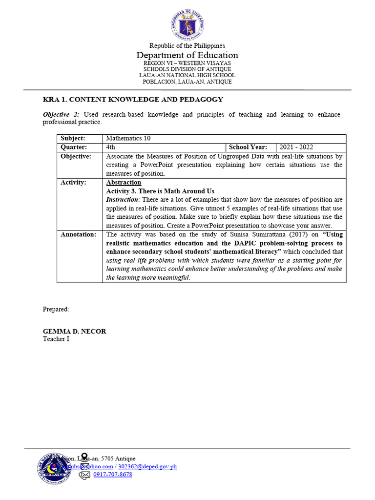 Annotation Lesson Plans GEMMA | PDF | Mathematics | Constructivism ...