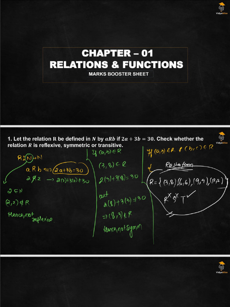 CH 1 Relations & Functions Marks Bosster Sheet Done - 30684700 - 2024 - 02!22!21 - 29 | PDF