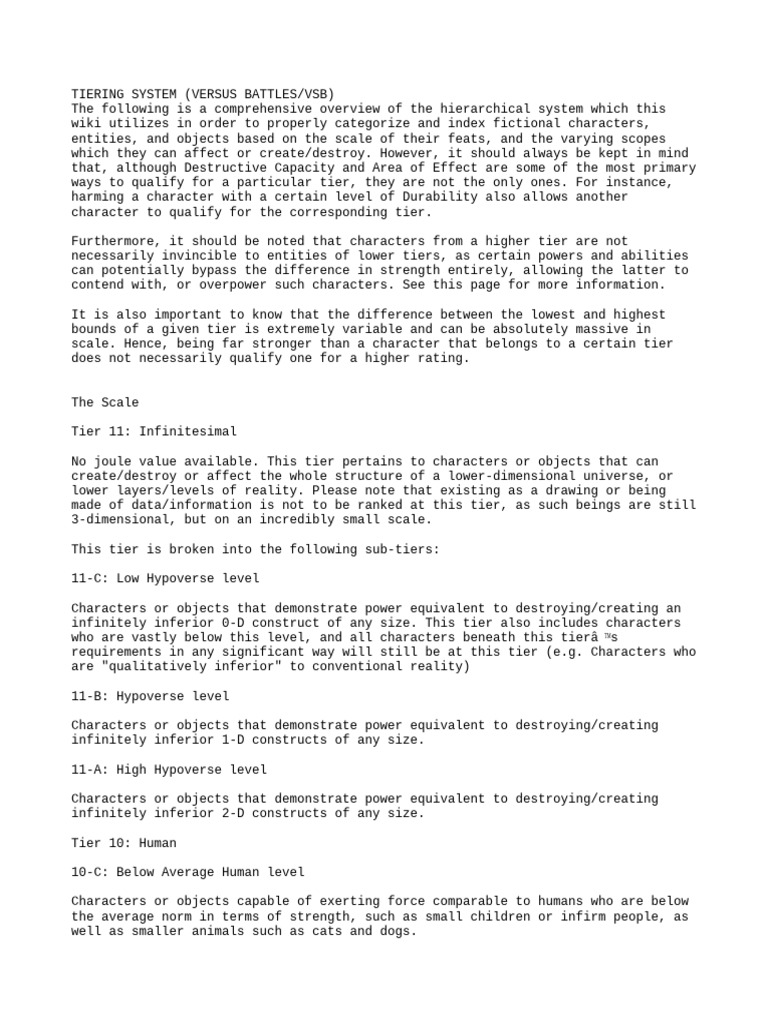 Fictional Character Tiering System | PDF | Universe | Infinity