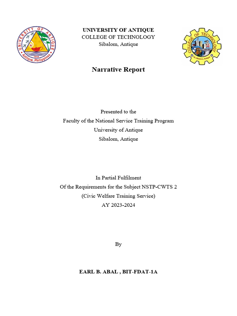 Narrative Report Template by Sir Jayon Pandan | PDF | Community ...