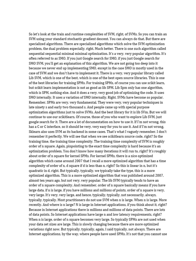 28.10 - Train and Run Time Complexities - mp4 | PDF | Support Vector ...
