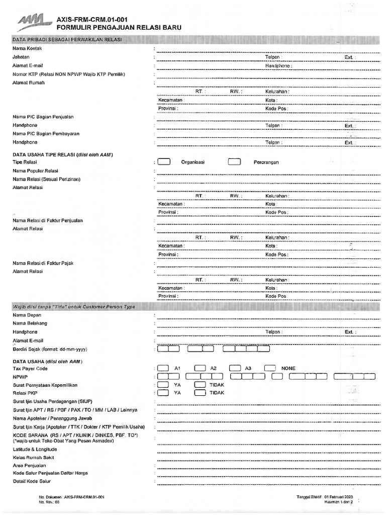 Axis Form Relasi Baru | PDF