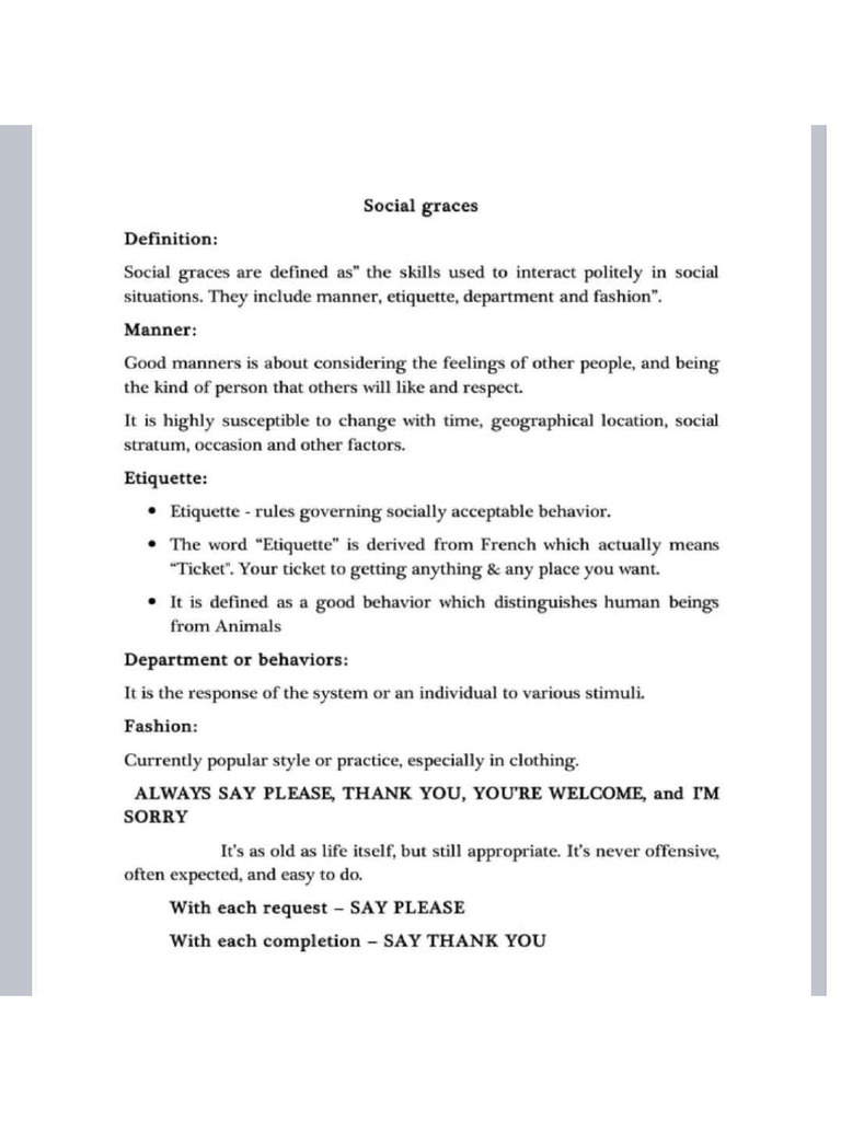 Social Graces | PDF