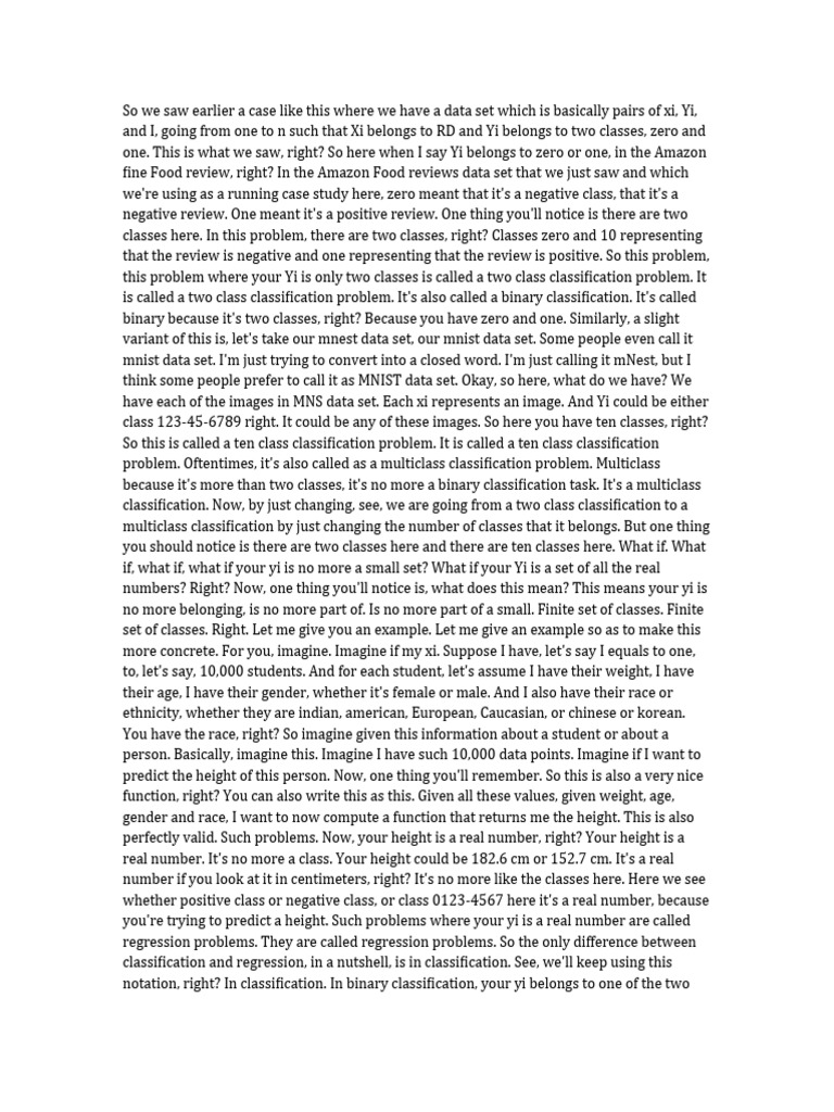 18.3 - Classification Vs Regression (Examples) .mp4 | PDF | Statistical ...