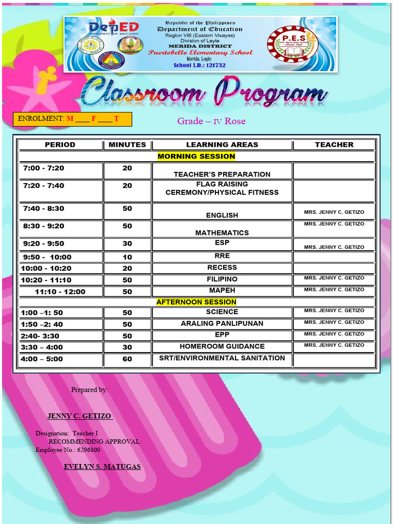 classroom prog. Jenf2f | PDF | Learning | Behavior Modification