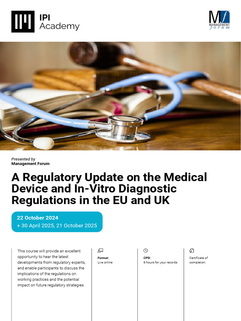 IPI 2236 A Regulatory Update On The Medical Device and in Vitro ...