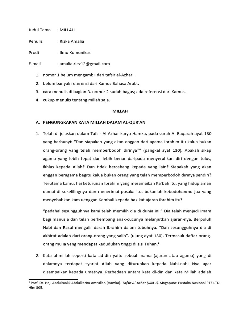Rizka Amalia - Millah Agama Ibrahim | PDF