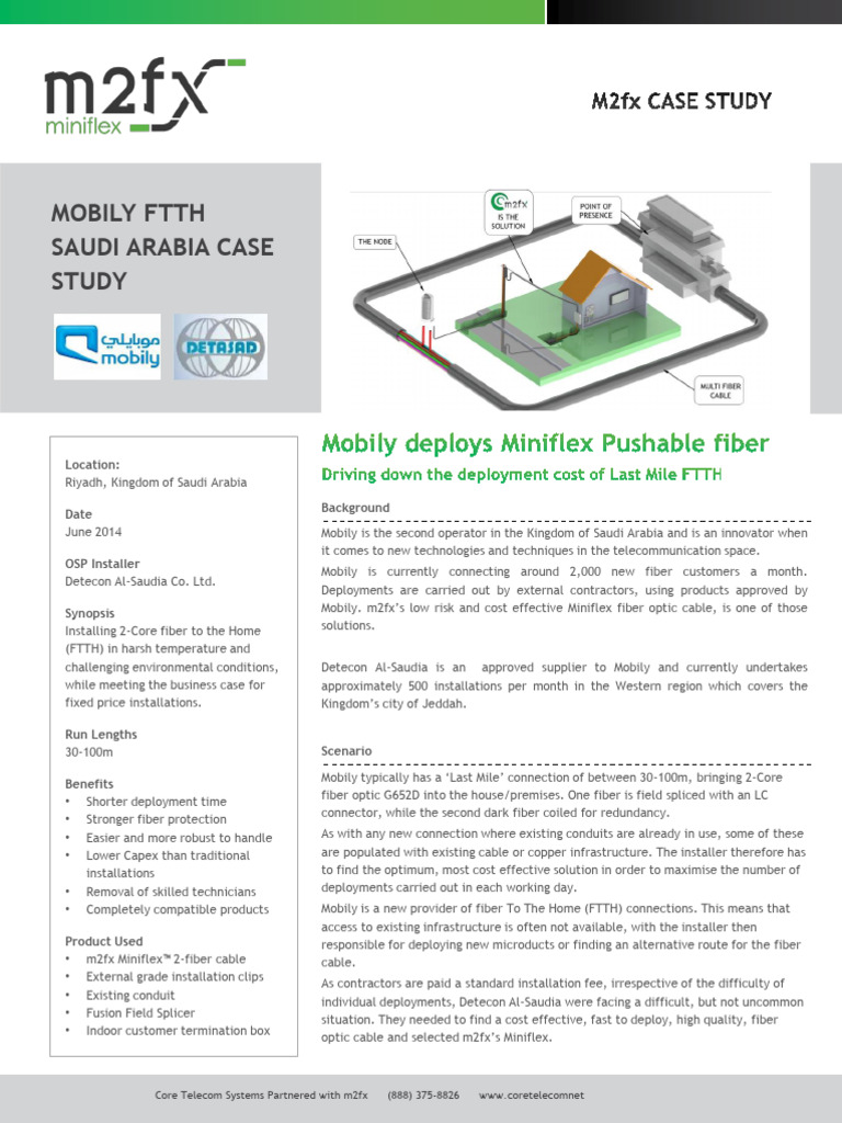 m2fx Mobily Case Study | PDF | Fiber To The X | Optical Fiber