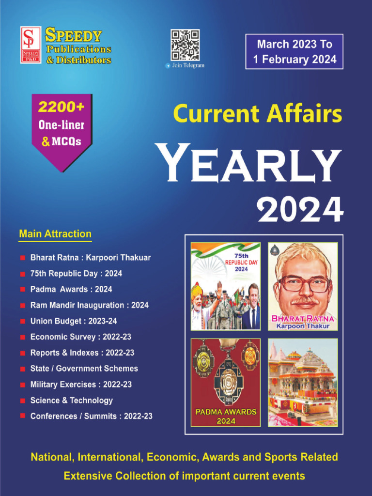 Speedy Current Affairs Yearly 2024 - English Medium | PDF