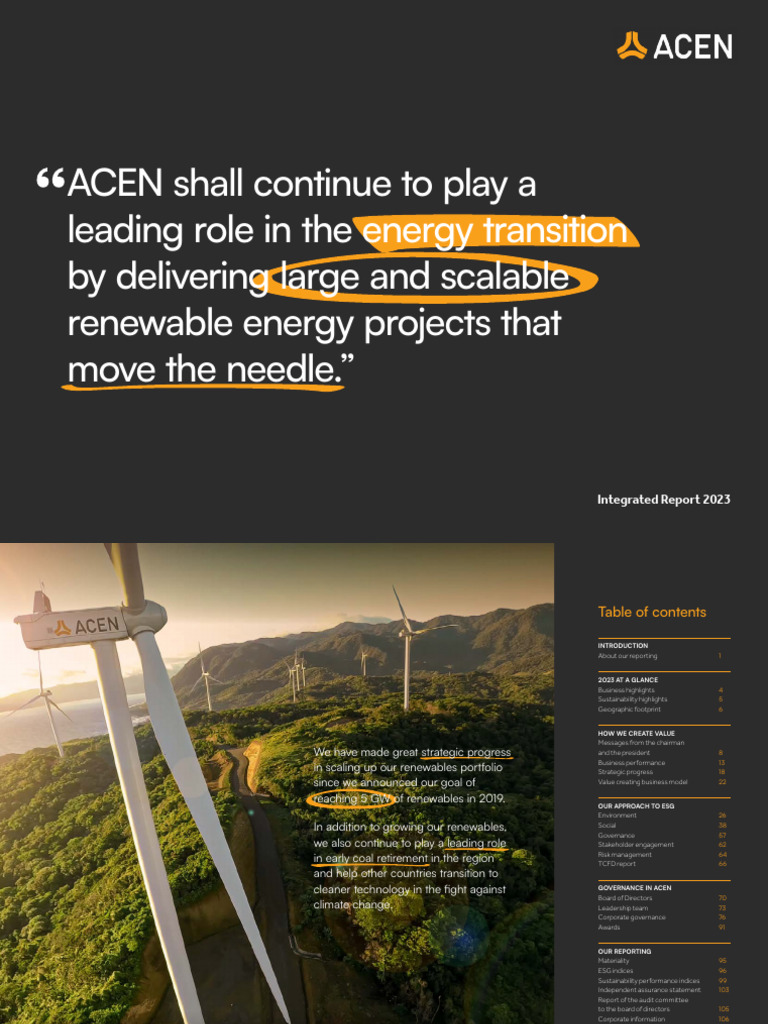 Integrated Report 2023 ACEN | PDF | Renewable Energy | Economies