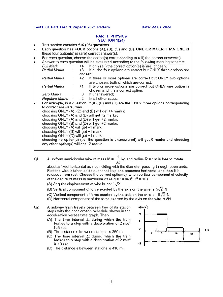 PT 1 Adv | PDF | Tension (Physics) | Acceleration