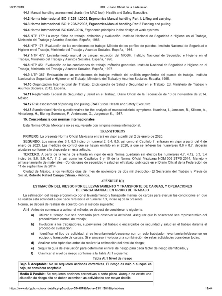 ANEXO 1 Método Simple NOM-036-1-STPS-2018 | PDF | Factores humanos y ...