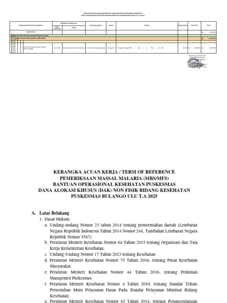 Tor Dan Rab MBS Malaria | PDF