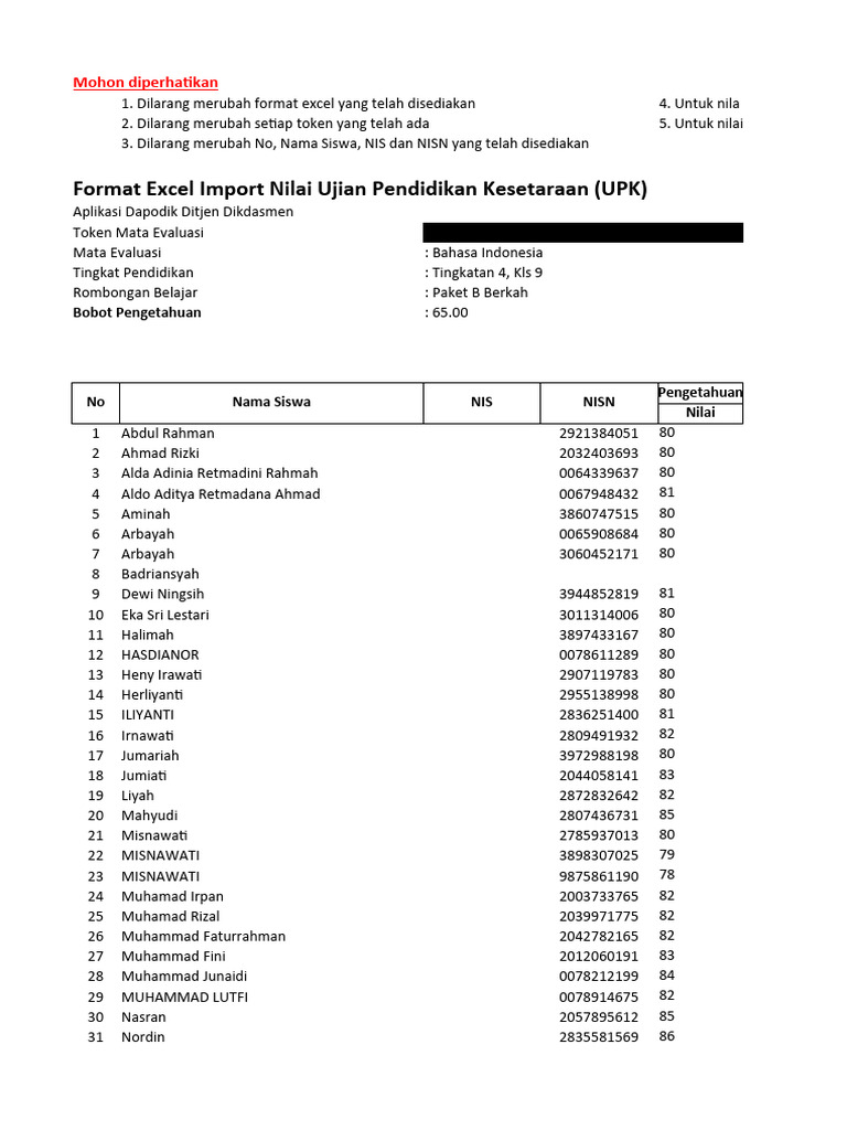 Format-Nilai-Upk-20222-Paket - B - Berkah-Bahasa Indonesia | PDF