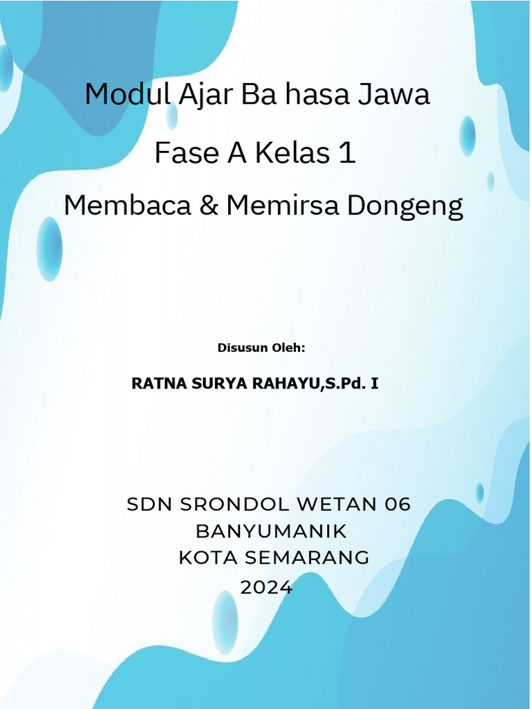 Modul Ajar Bahasa Jawa - Membaca Dan Memirsa Dongeng - Fase A PDF | PDF