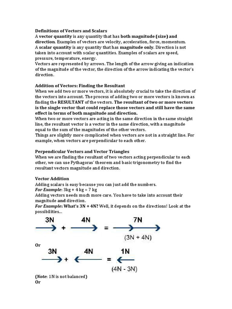 Definitions of Vectors and Scalars | PDF | Euclidean Vector | Quantity