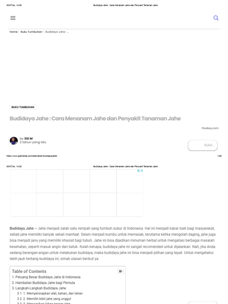 Budidaya Jahe - Cara Menanam Jahe Dan Penyakit Tanaman Jahe | PDF