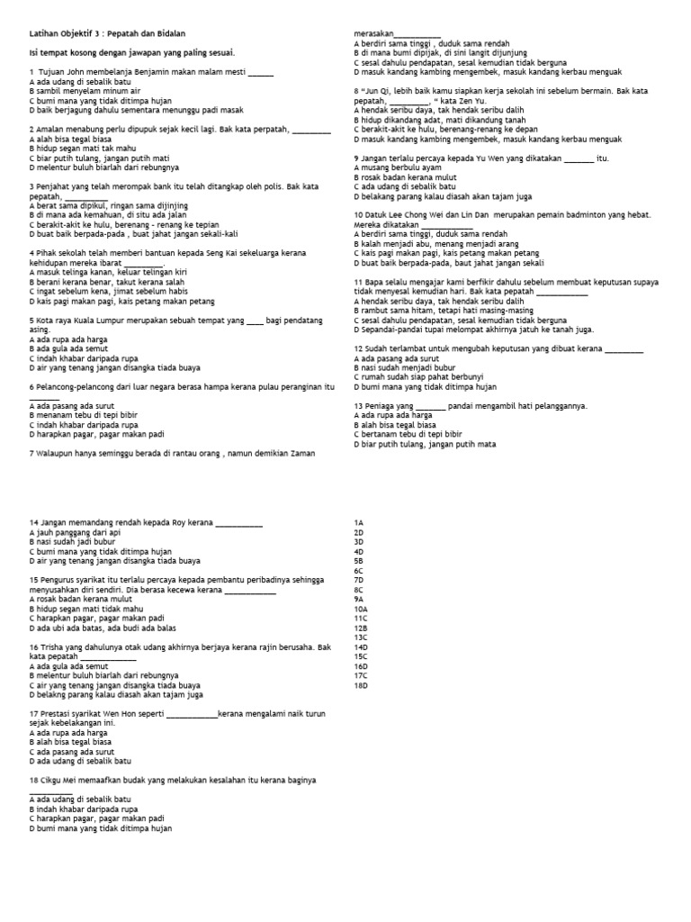 Latihan Objektif 3 | PDF