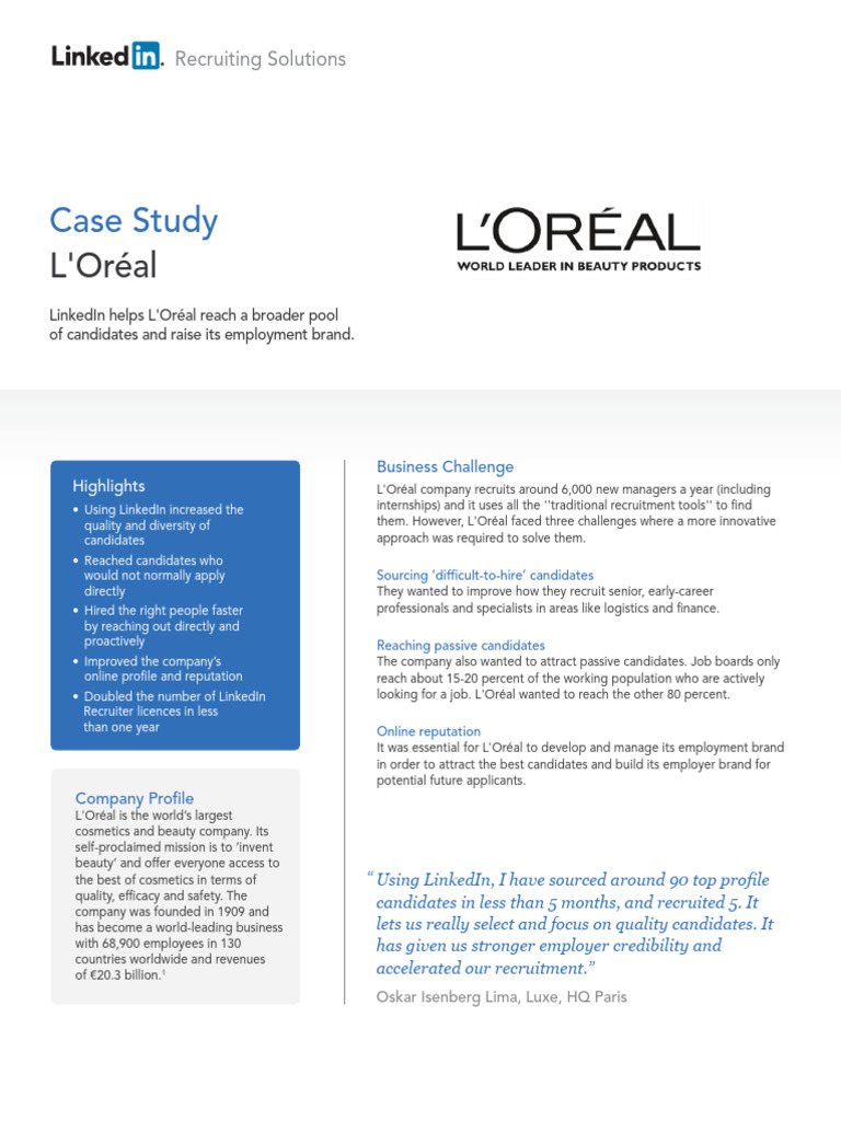 Linkedin Loreal Case Study Us en 130621 | PDF | Recruitment | Linked In