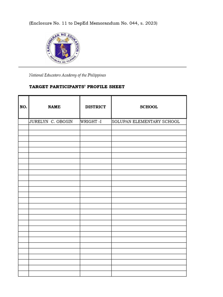 Target Participants Profile | PDF