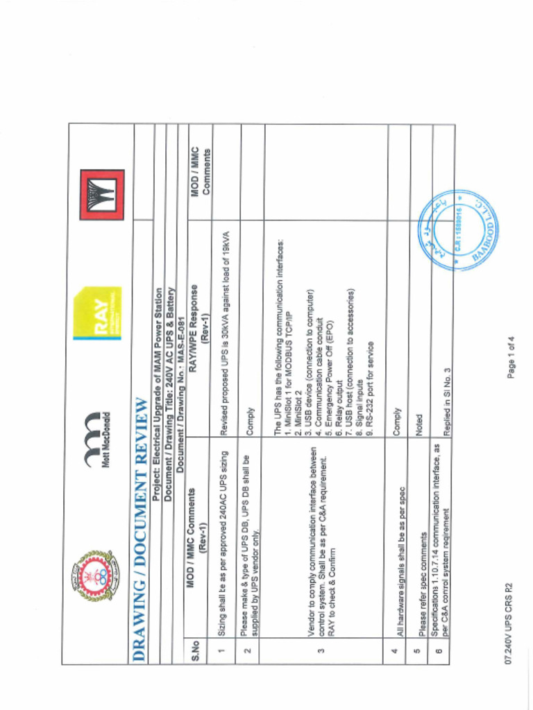 MAR Comments Rev 1 | PDF