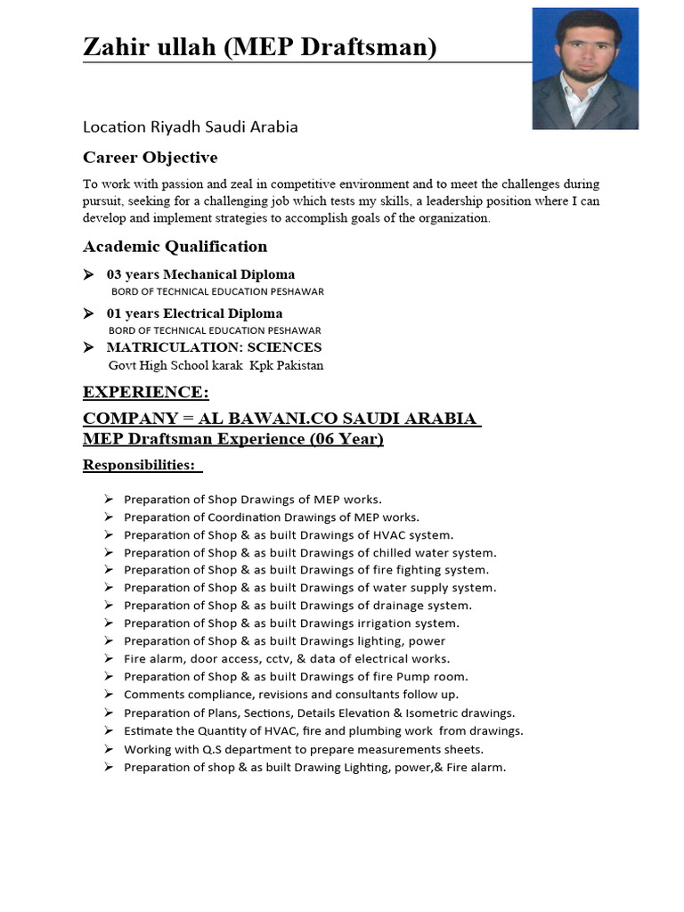 Zahir Ullah CV MEP CAD | PDF | Technical Drawing