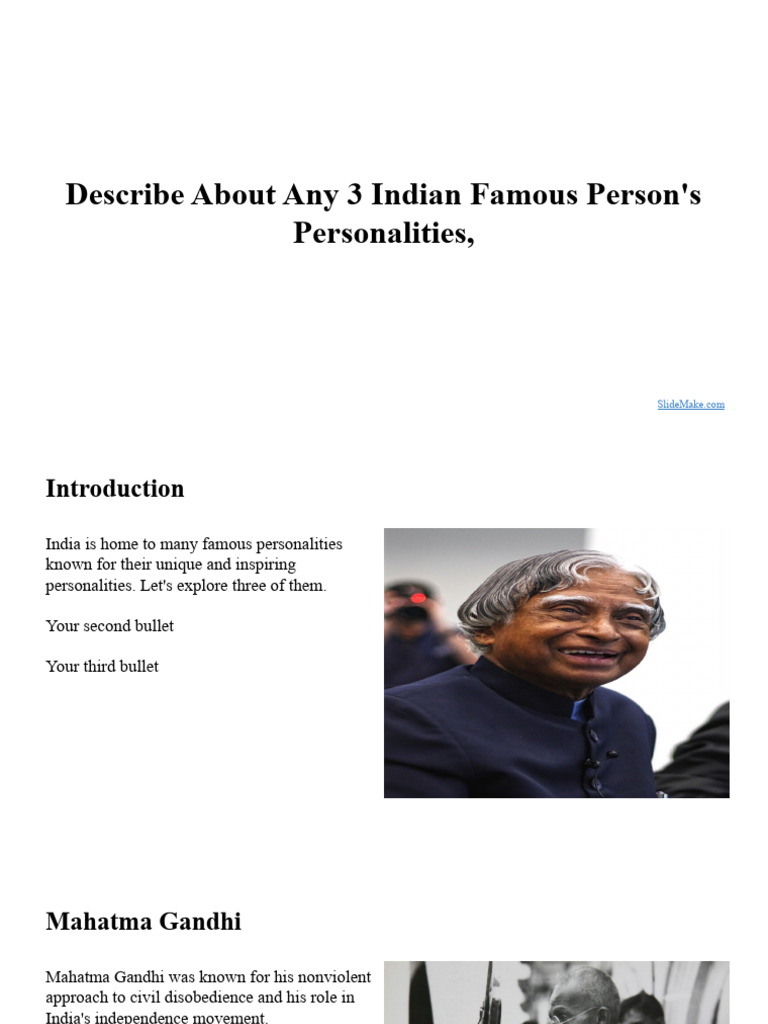 Describe About Any 3 Indian Famous Person's Personalities | PDF ...