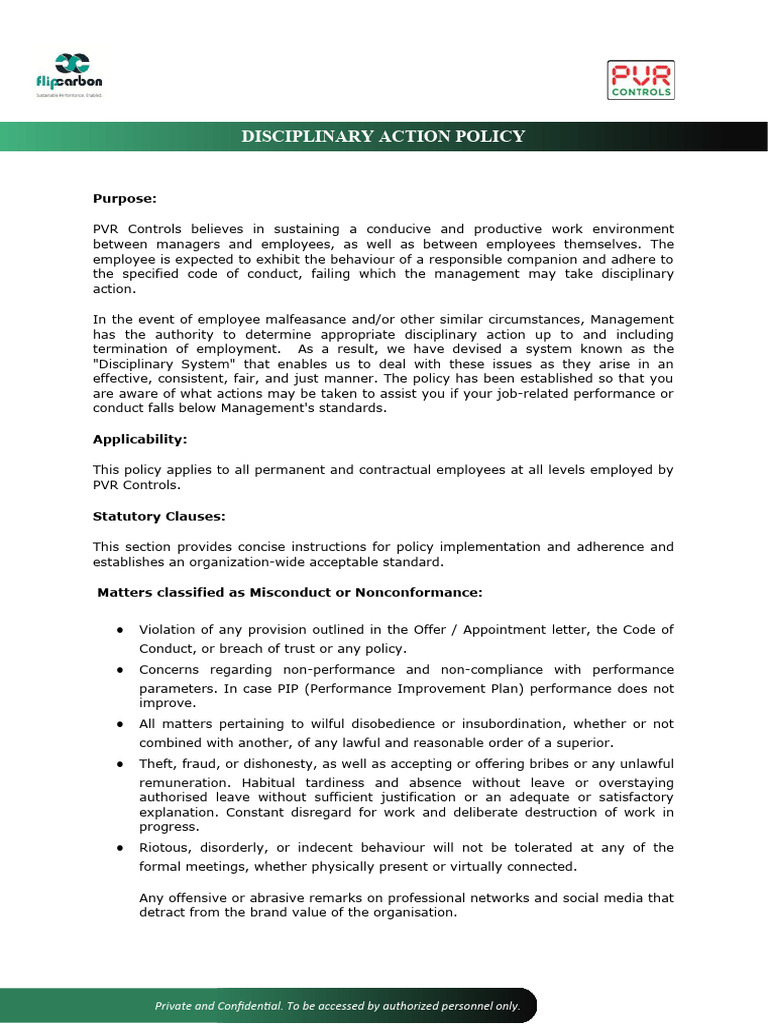 Disciplinary Action Policy | PDF | Employment | Confidentiality