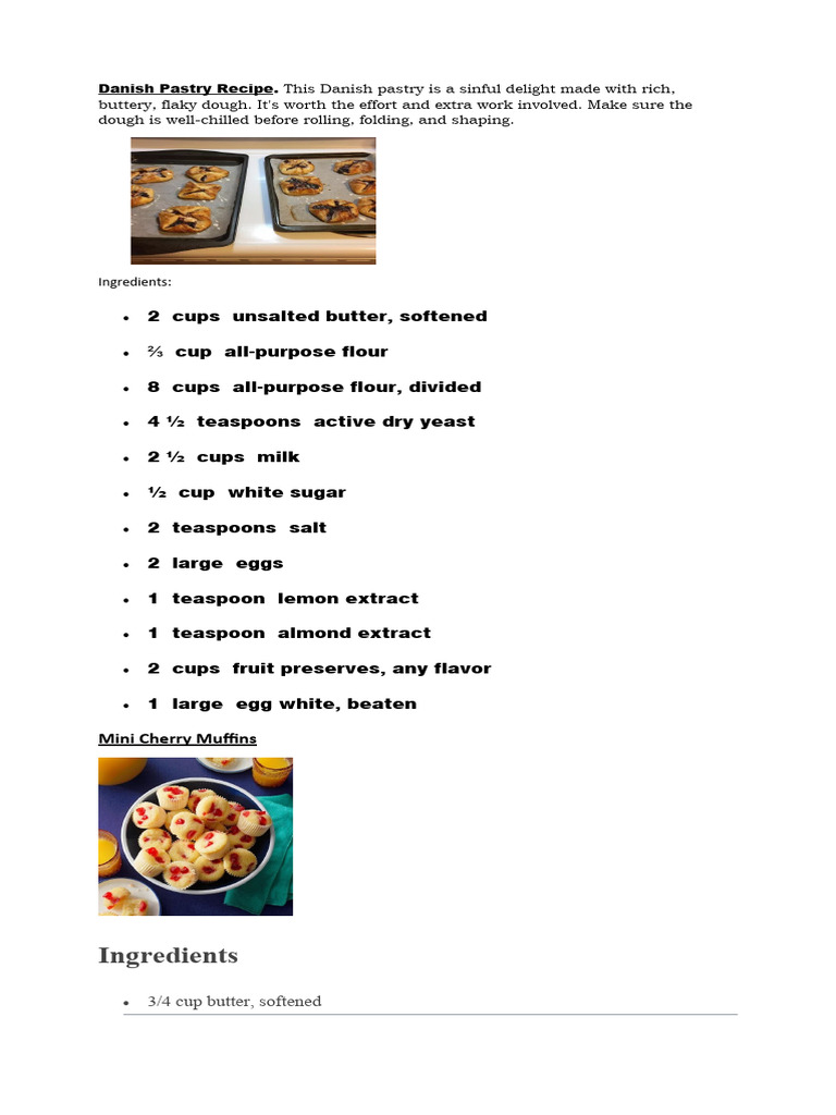 Danish Pastry Recipe Activity 10 | PDF | Cooking, Food & Wine | Home ...